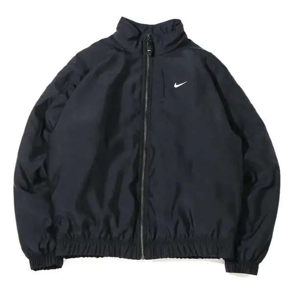 Nike Solid Color Long Sleeves Stand Collar Jacket Black - Default Color