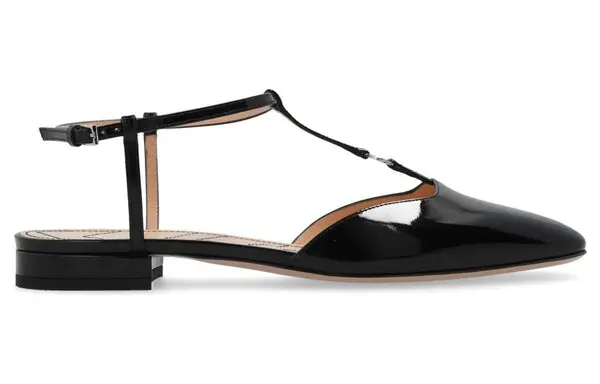 Gucci Flat Ballerina Flats With T-strap - Black
