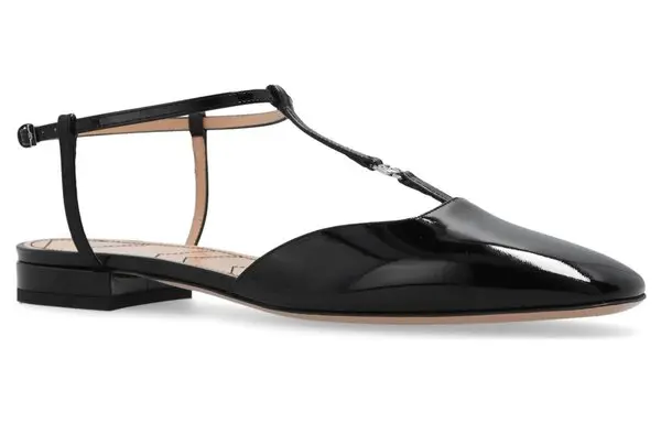 Gucci Flat Ballerina Flats With T-strap - Black