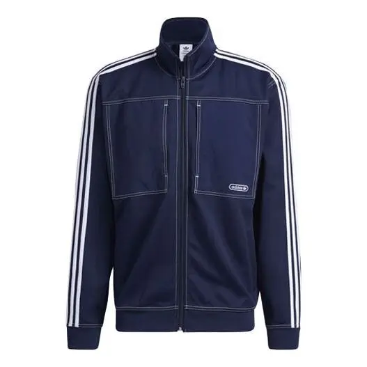 Adidas Originals Athletics Sports Stand Collar Jacket Navy - Blue