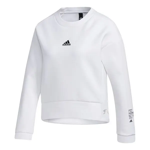 Adidas Style Soft Swt Logo Printing Short Pullover Sports White Hoodie