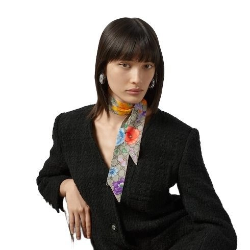 Gucci 26 Gg Flora Silk Scarf