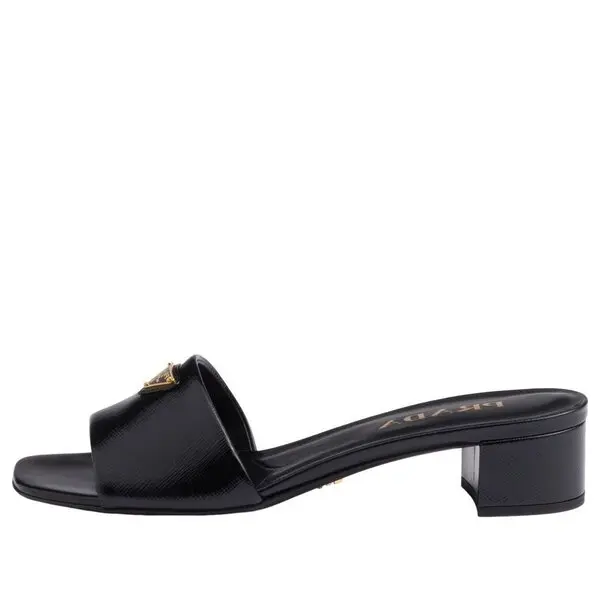Prada Saffiano Patent Leather Sandals - Black