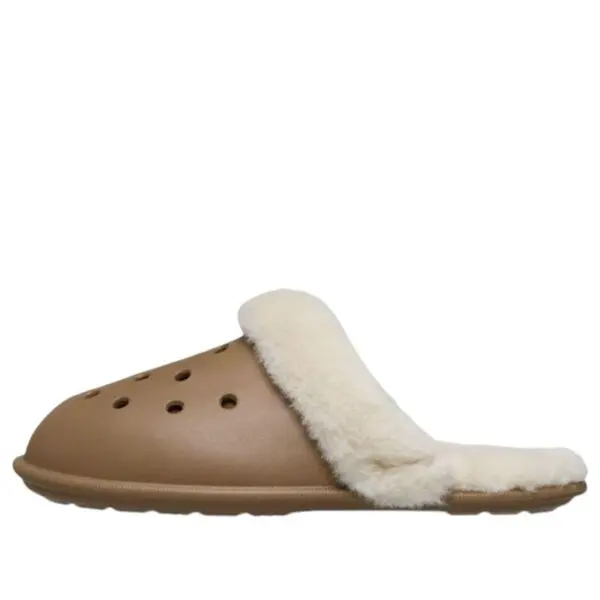 CROCS Classic Fuzz Scuff Clogs - Brown