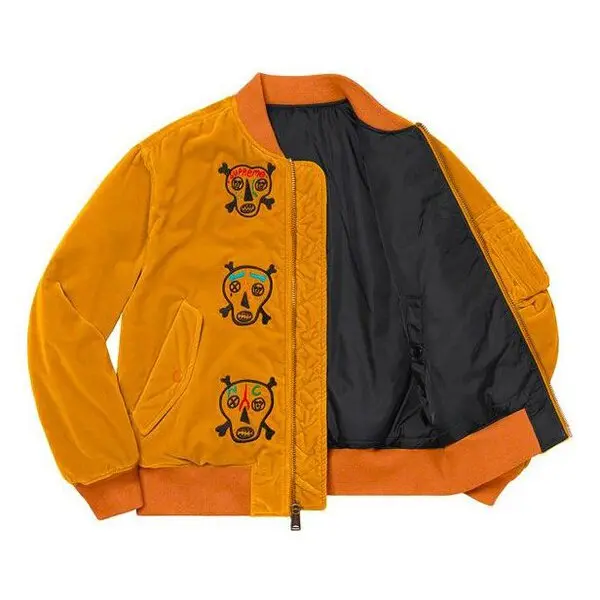 Supreme Clayton Patterson Skulls Velvet Bomber Jacket