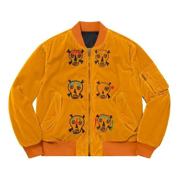 Supreme Clayton Patterson Skulls Velvet Bomber Jacket