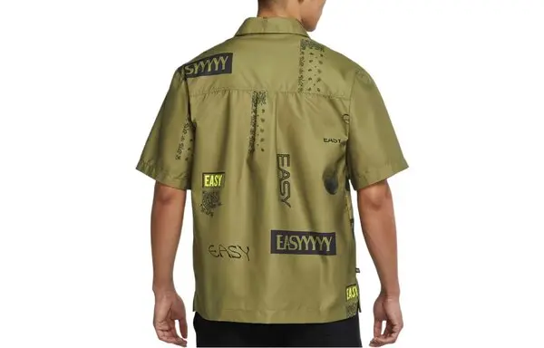 Nike Alphabet Pattern Cashew Short Sleeve Shirt Green