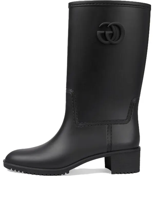 Gucci Double G Rubber Rain Boots - Black