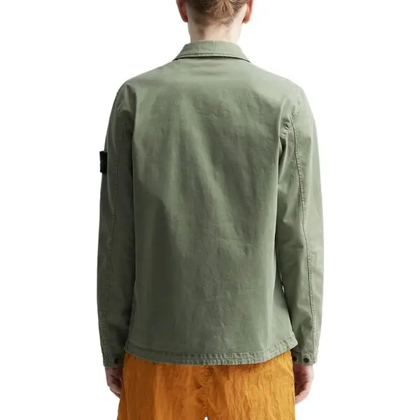 Stone Island Zip-up Shirt Jacket With Compass Patch - Green