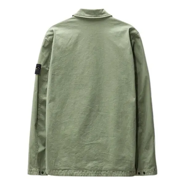 Stone Island Zip-up Shirt Jacket With Compass Patch