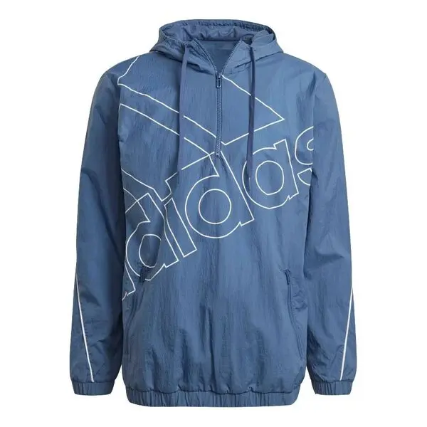 Adidas Half Zipper Pullover Hooded Training Jacket - Dark Blue