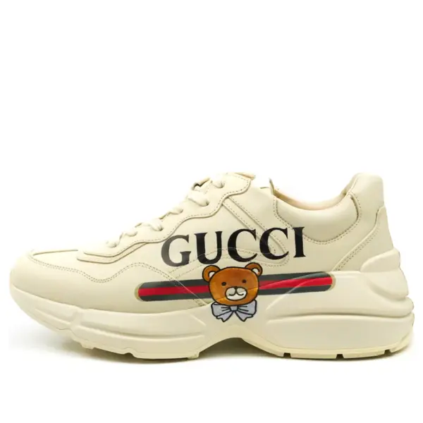 Gucci Rhyton Crossover Sneakers With Teddy Bear Motif - Cream