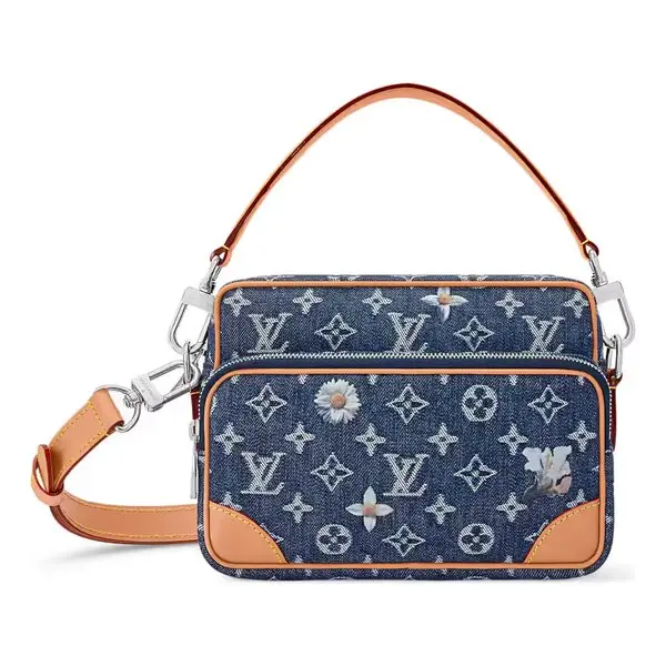 LOUIS VUITTON Monogram Flowers Denim Bag - Blue