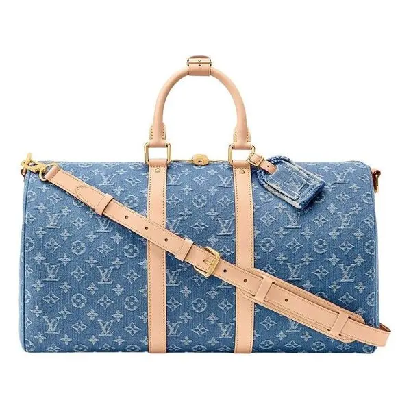 LOUIS VUITTON Keepall Bandoulière 45 Monogram Denim Duffle Bag - Blue