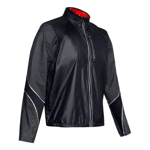 Under Armour Run Impasse Reflect Stripe Pattern Stand Collar Zip-up Jacket - Black