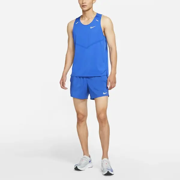 Nike Dri-fit Rise 365 Reflective Logo Printing Running Sports Vest - Royal Blue