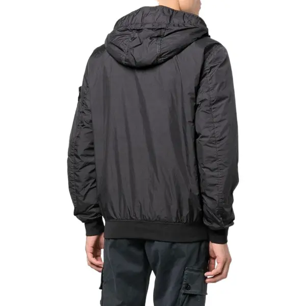 Stone Island Crinkle Reps Zip-up Jacket With Pocket Detail - Black