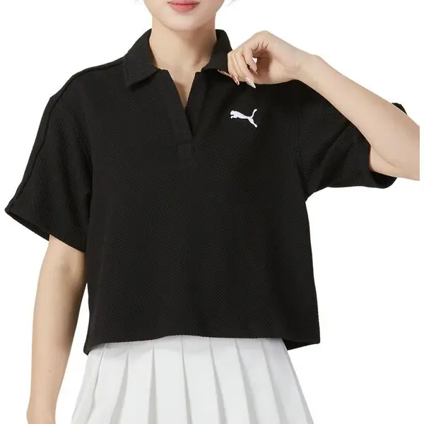 PUMA Her Polo Shirt Textured Cropped Polo