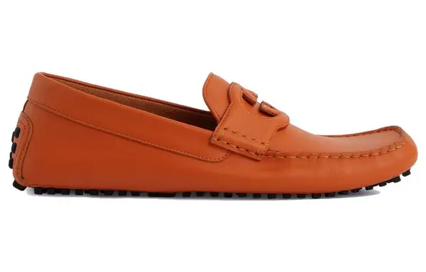 Gucci Interlocking G Leather Flats - Orange