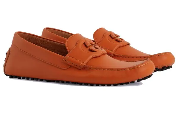 Gucci Interlocking G Leather Flats - Orange