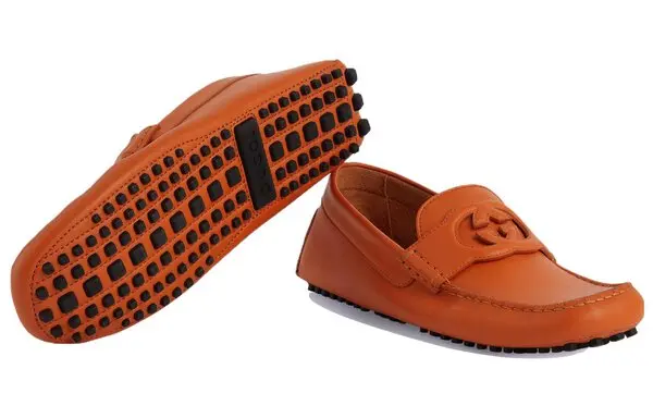 Gucci Interlocking G Leather Flats - Orange