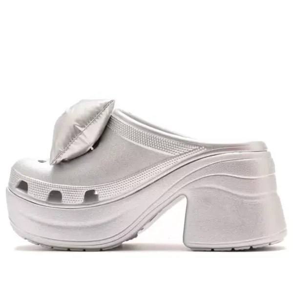 CROCS Siren Metallic Bow Clogs - Silver