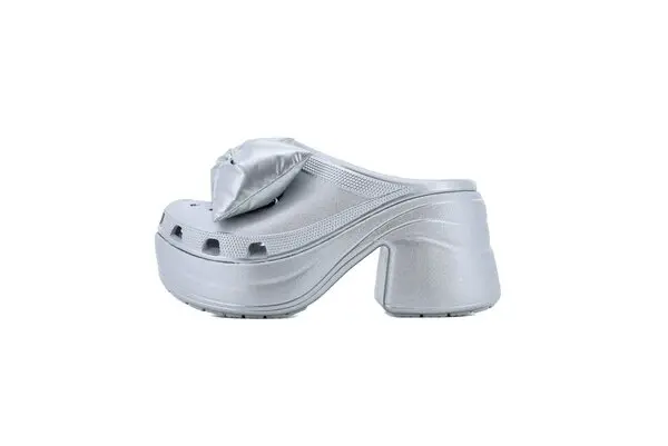 CROCS Siren Metallic Bow Clogs - Silver