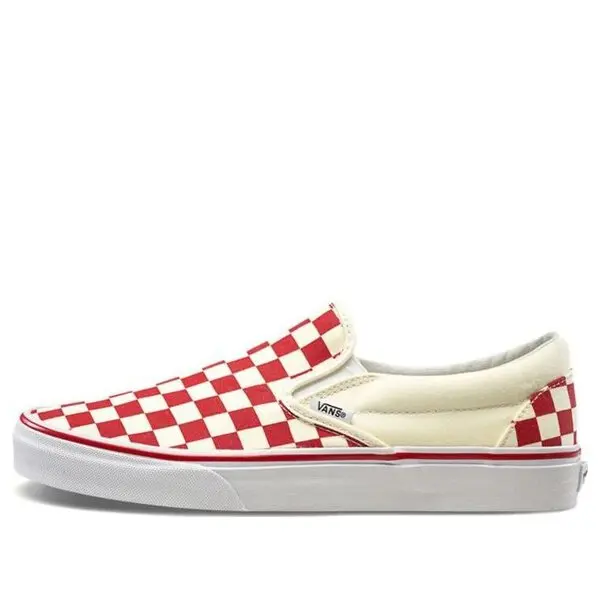 VANS Checkerboard Classic Slip-on Sneakers - Red/white