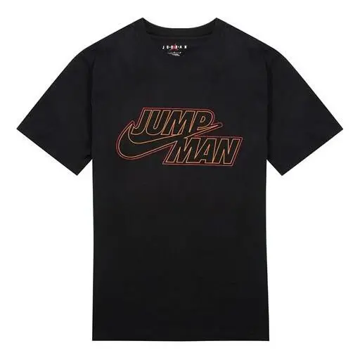 JORDAN Large Logo Alphabet Printing Sports Training Round Neck Short Sleeve Black - Default Color