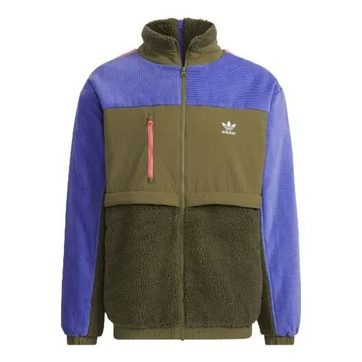 Adidas High Collar Colorblock Splicing Zipper Logo Sports Jacket - Default Color