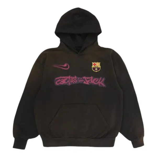 Nike Fc Barcelona X Cactus Jack Spray Logo Hoodie - Black