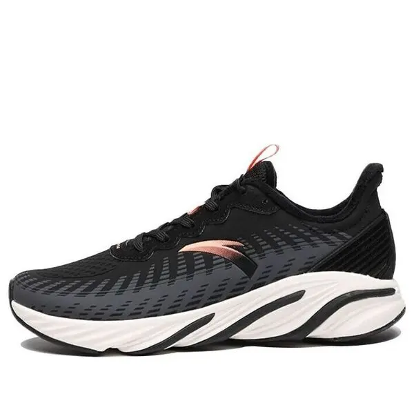 ANTA Leather Running Shoes - Black/white/orange