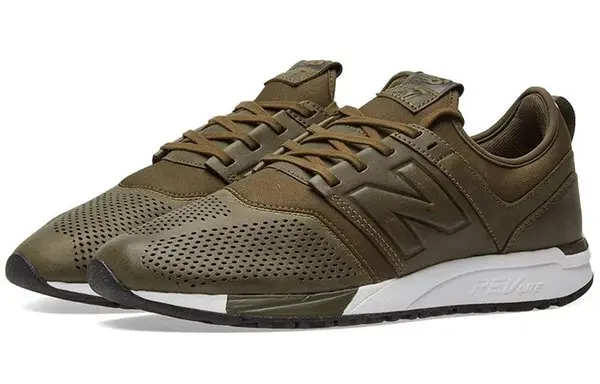 NEW BALANCE 247 Leather Sneakers - Olive Green