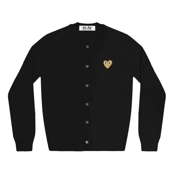 Play Comme Des Garcon Cardigan With Gold Emblem - Black