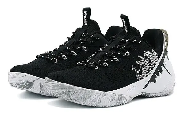 ANTA Athletic Lace-up High-top Basketball Sneakers - Black/white/grey