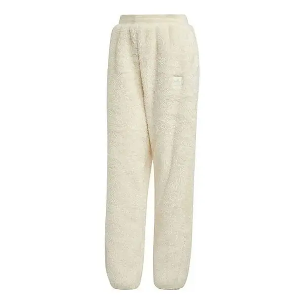 Adidas Essentials+ Fluffy Teddy Jogger Pants - Wonder White