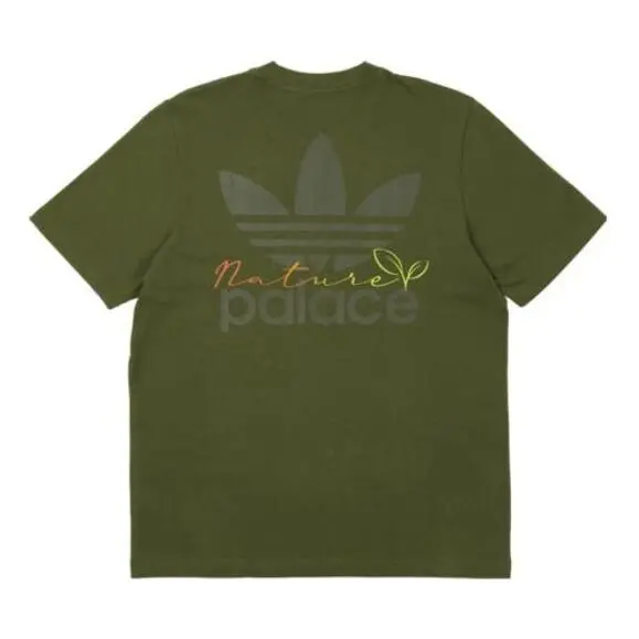 Adidas Originals X Palace Crossover Ss22 Ss22 Back Logo Printing Short Sleeve Green T-shirt - Wild Pine