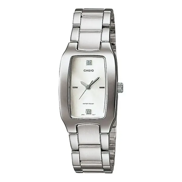 Casio Analog Quartz Watch With Metal Bracelet And White Dial - Silver