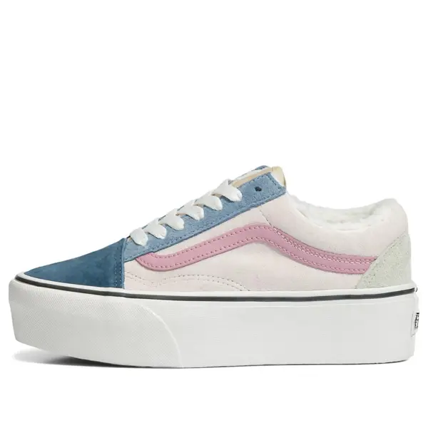 VANS Old Skool Pig Suede Sherpa Stackform Low Top Sneakers - White/blue