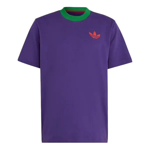 Adidas Originals Trefoil Tee Solid Color Logo Printing Round Neck Pullover Short Sleeve Purple T-shirt - Default Colorway