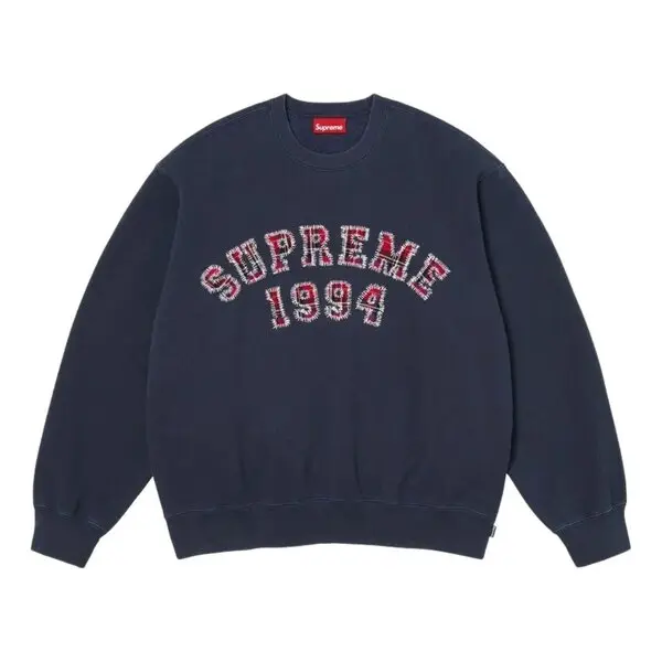 Supreme Plaid Arc Crewneck - Navy