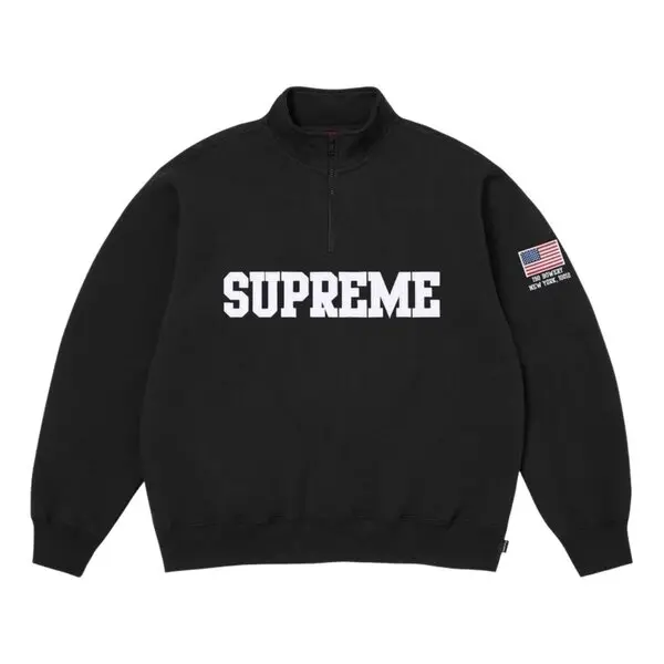 Supreme Ss26 Shop Flag Half Zip Pullover - Black