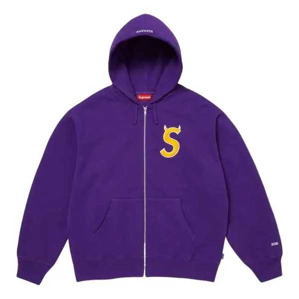 Supreme Ss26 Devil Logo Zip Up Hooded Sweatshirt - Purple