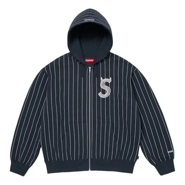 Supreme Ss26 Devil Logo Zip Up Hooded Sweatshirt 'stripe - Black