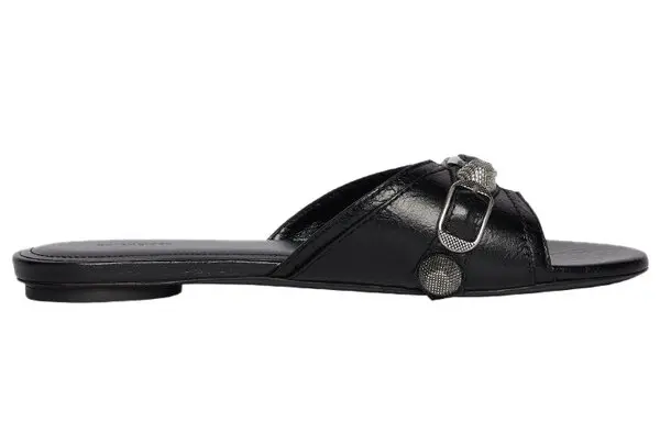 Balenciaga Cagole Flat Sandals - Black