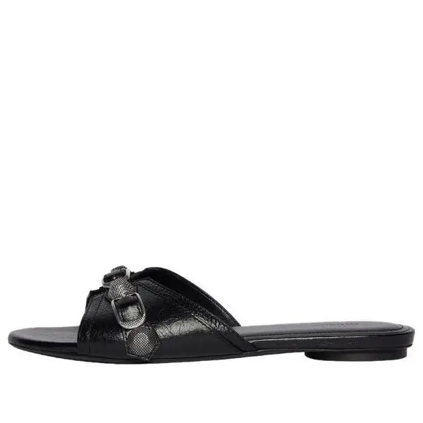 Balenciaga Cagole Flat Sandals - Black