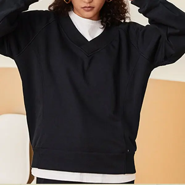 CONVERSE V-neck Loose Knit Hoodie