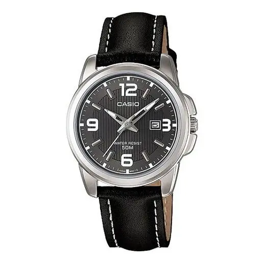Casio Quartz Analog Leather Watch - Black