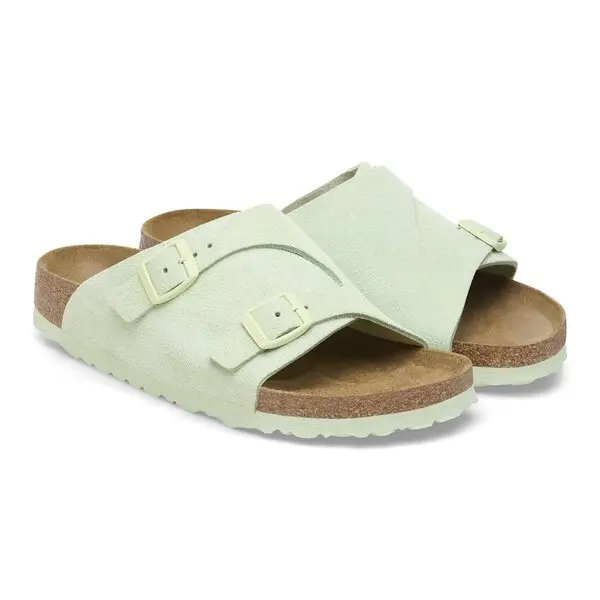 BIRKENSTOCK Suede Leather Sandals - Green/tan