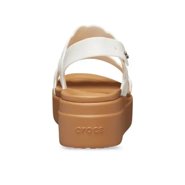 CROCS Brooklyn Woven Wedge Sandals - White/brown